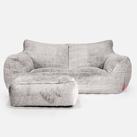 Lounge Pug - Pouf Divano Gigante - Eco-pelliccia di Coniglio Grigio ...